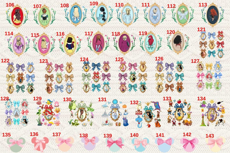 Disney Princesses Alice, Moana, Ariel, Belle, Elsa DTF, Princesses ...