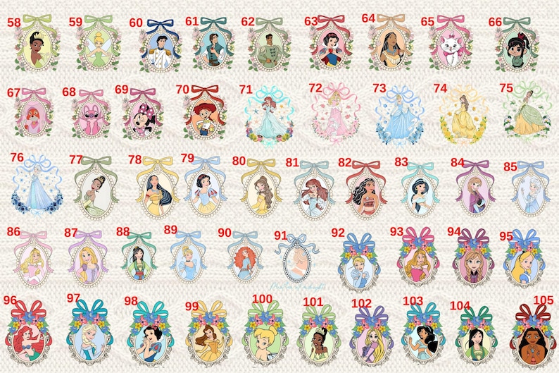 Disney Princesses Alice, Moana, Ariel, Belle, Elsa DTF, Princesses ...