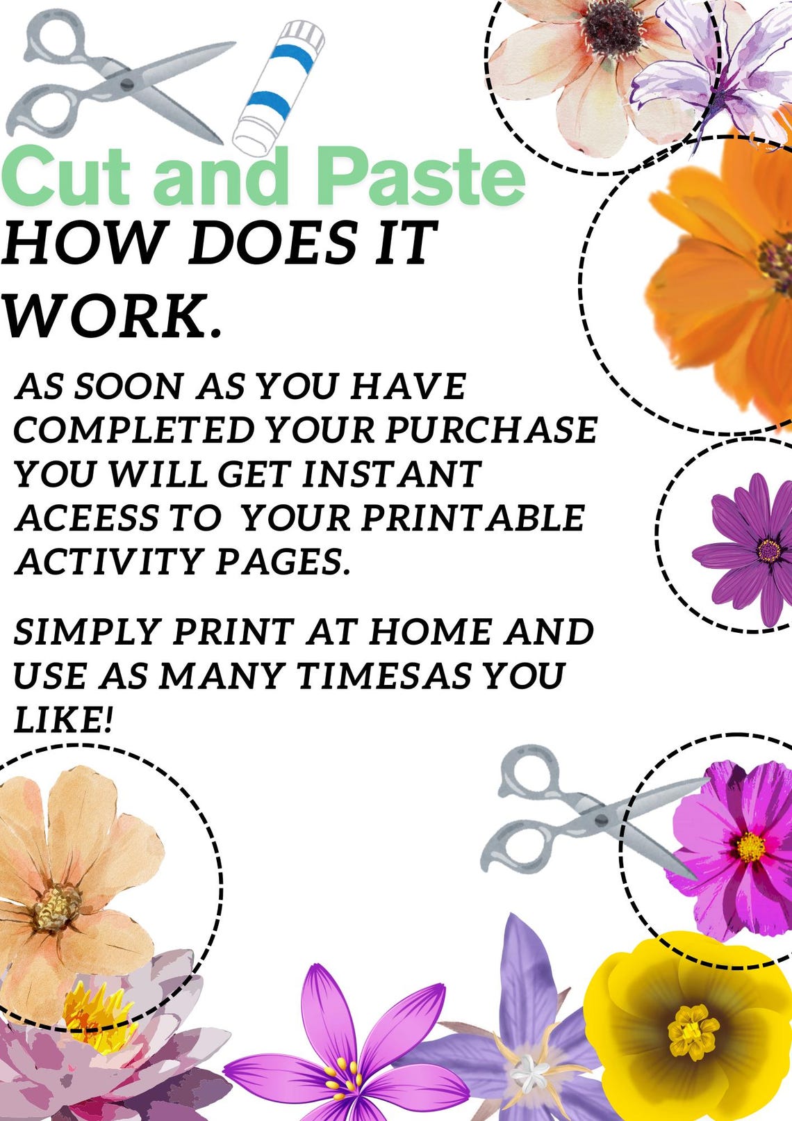 Montessori Cut and Paste Activities, Paper Kids Craft, Printables Cut ...