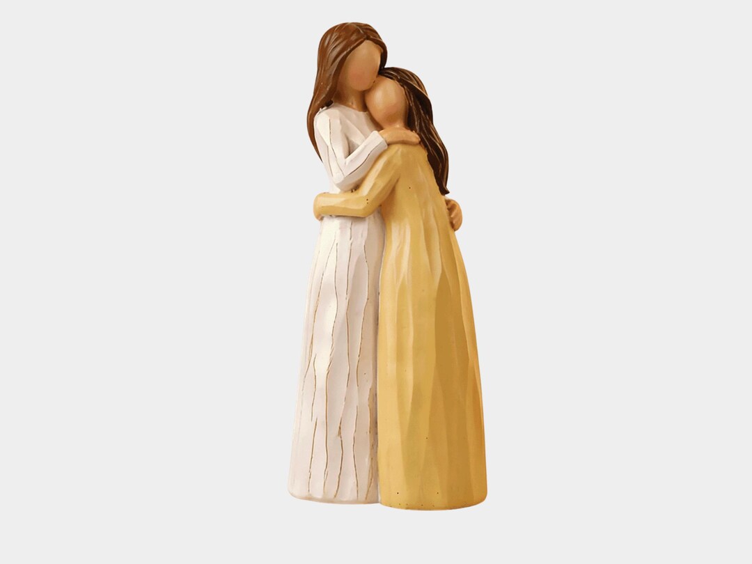 Mother and Daughter Hug Statue – Resin Figurine for Family Love, Shelf ...