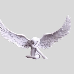 White Resin Angel Statue – 3D Winged Hug Figurine for Desktop or Shelf ...