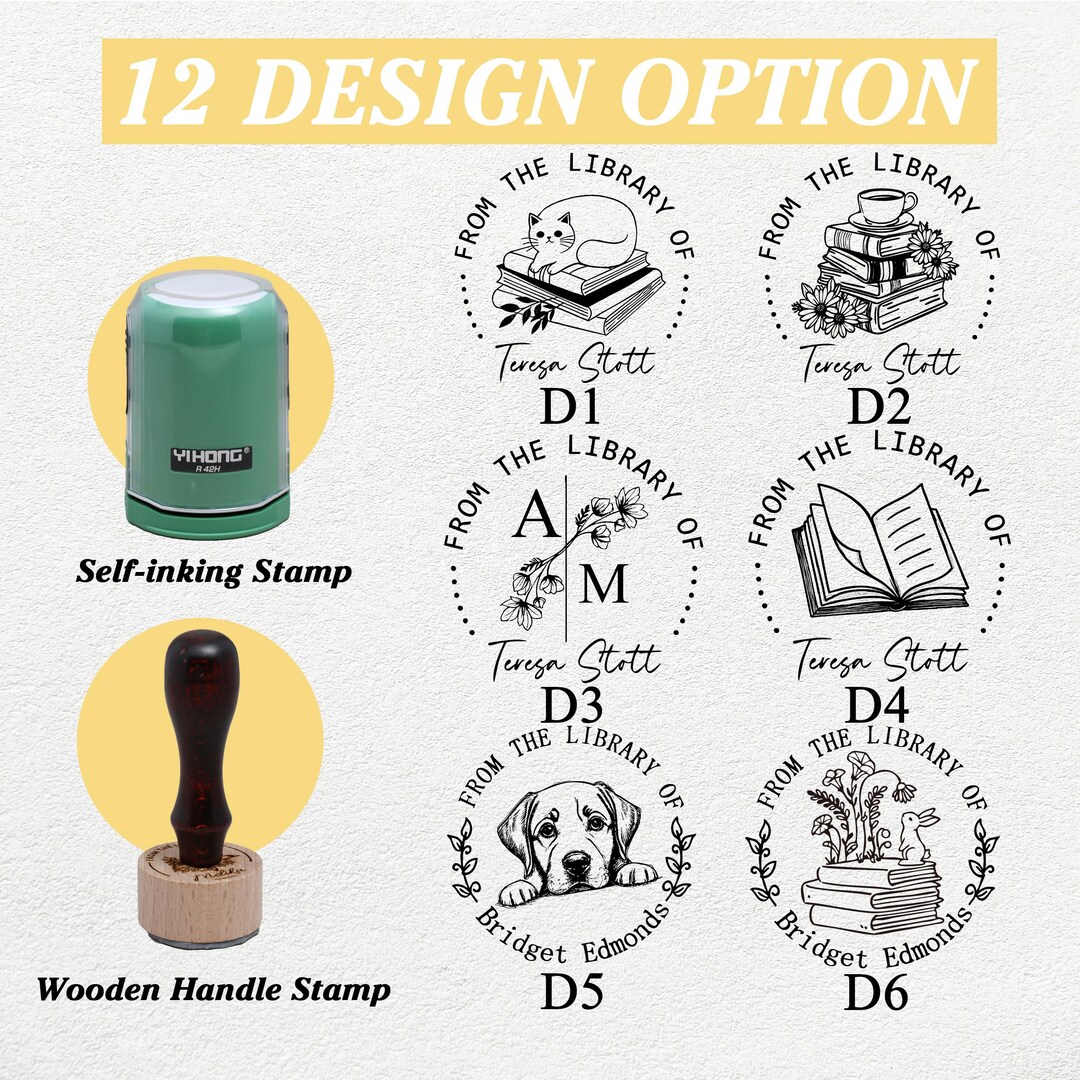 Personalized Book Stamp/wooden Stamp/custom Book Stamp/from the Library ...