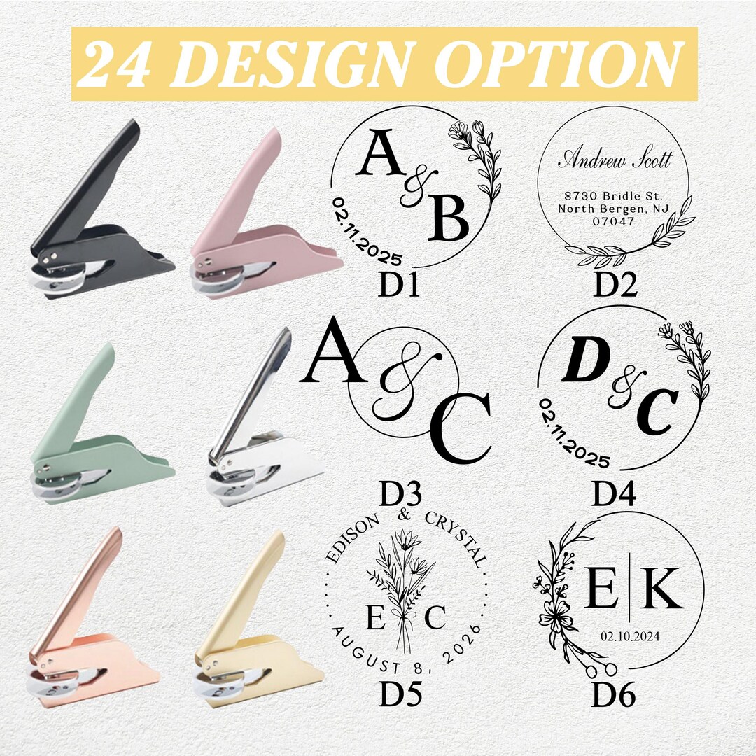 Custom Wedding Embosser Stamp, Personalized Monogram Embosser, Custom ...