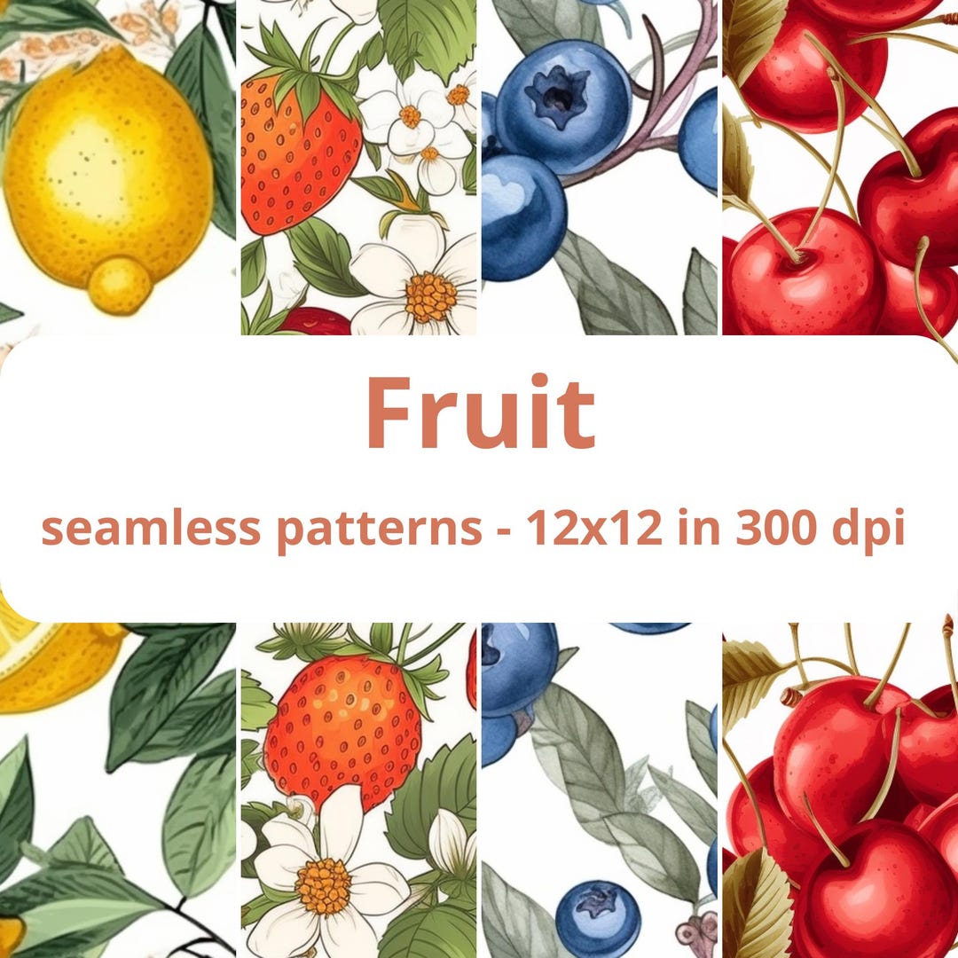 Digital Fruit Paper, Seamless Printable Textures - Commercial Use ...