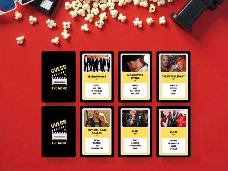 Guess the Movie Card Game: Forbidden Words Party Game (digital Download ...