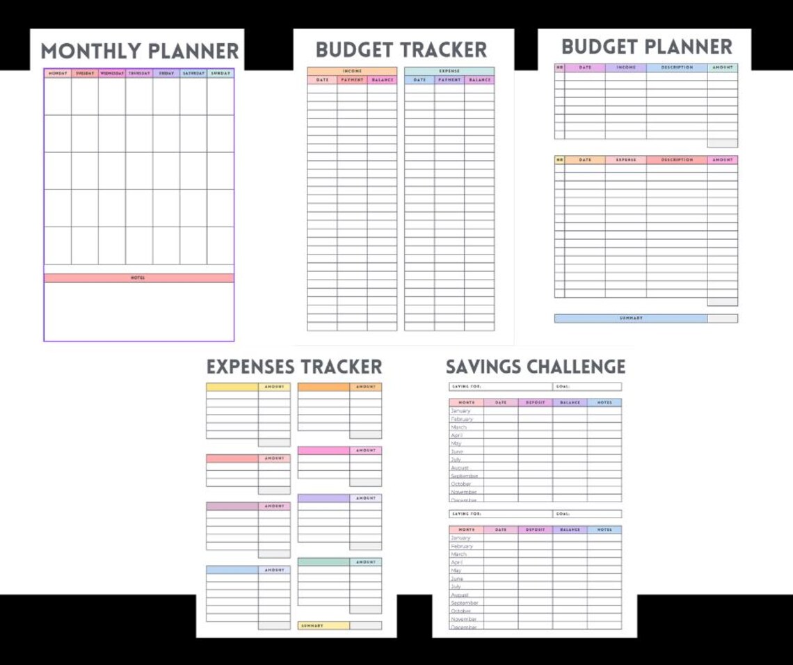 Monthly Budgeting Templates, Printable PDF Budget Sheets - Etsy