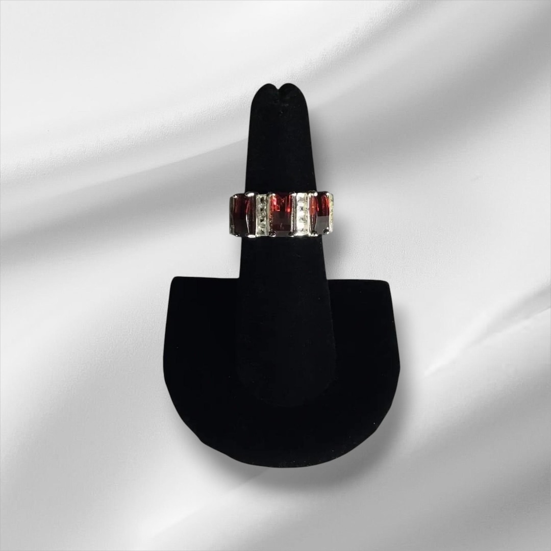 925 Djoy Reddish & Clear Stones Ring, Size 6 - New - Etsy