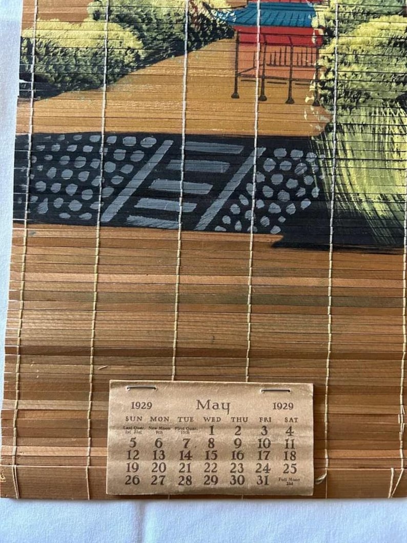 Vintage 1929 Bamboo Advertising Calendar - Etsy