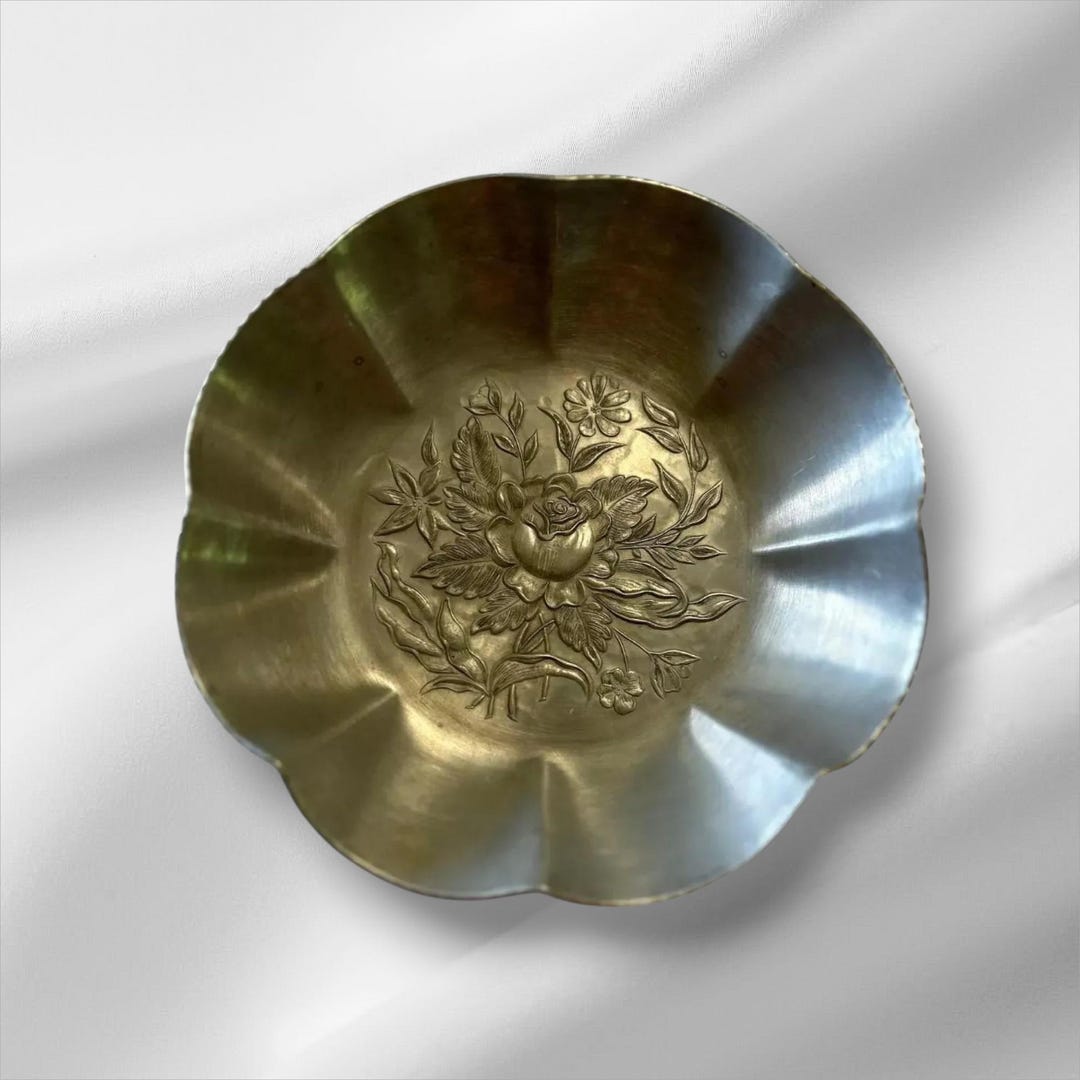 Vintage 1950’s Hand Forged “everlast” 7.5" Hammered Aluminum Floral ...