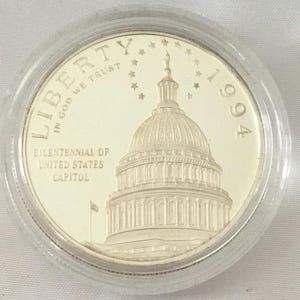 1994 United States USO Silver Dollar Proof Coin With Case, Box, and COA ...
