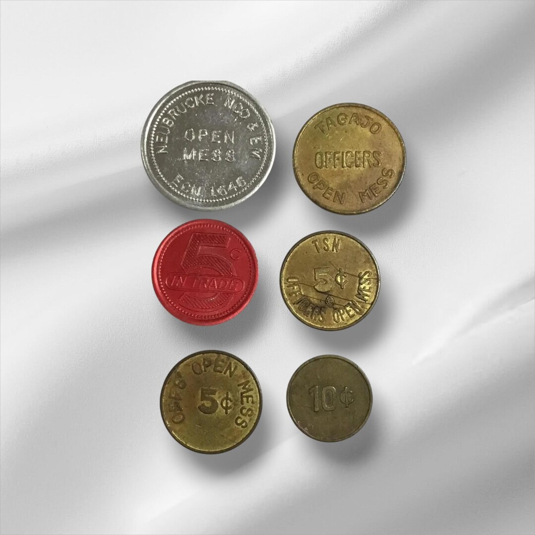 6 Vintage Military Tokens, Loring Air Force Base, Tagajo Japan, Vietnam ...