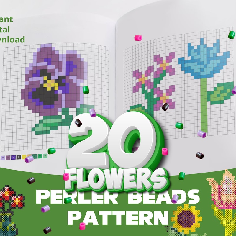 Perler Bead Flower Patterns - Etsy