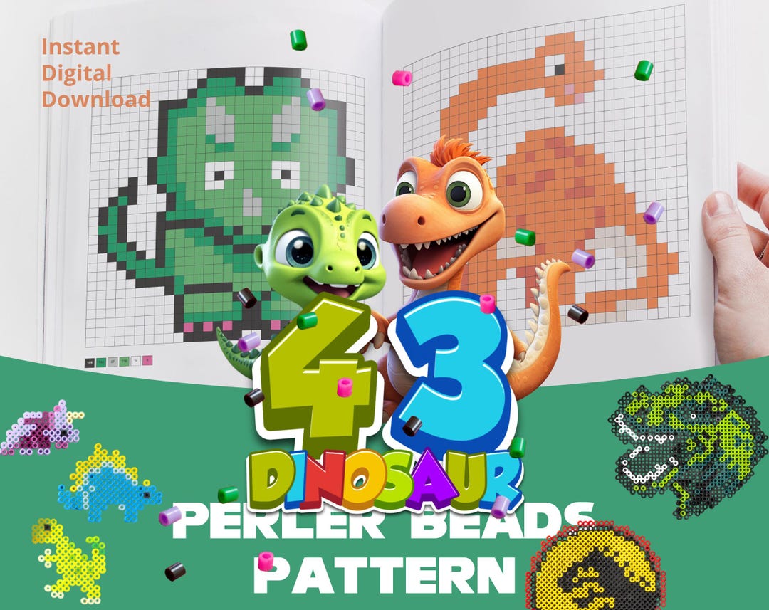 Dinosaur Perler Bead Pattern Collection: 43 Designs (PDF) - Etsy