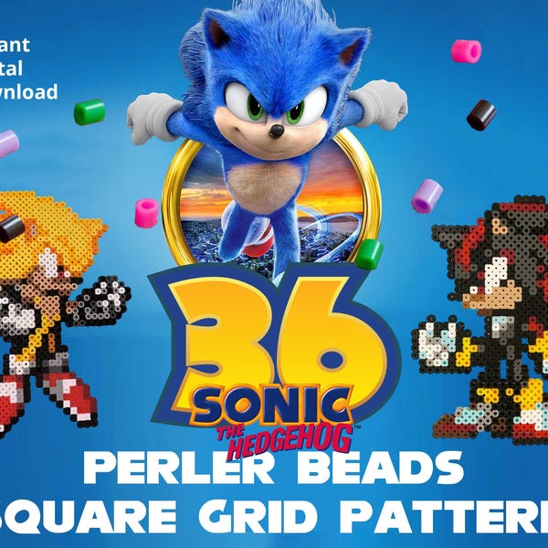 Sonic Perler Bead Pattern - Etsy