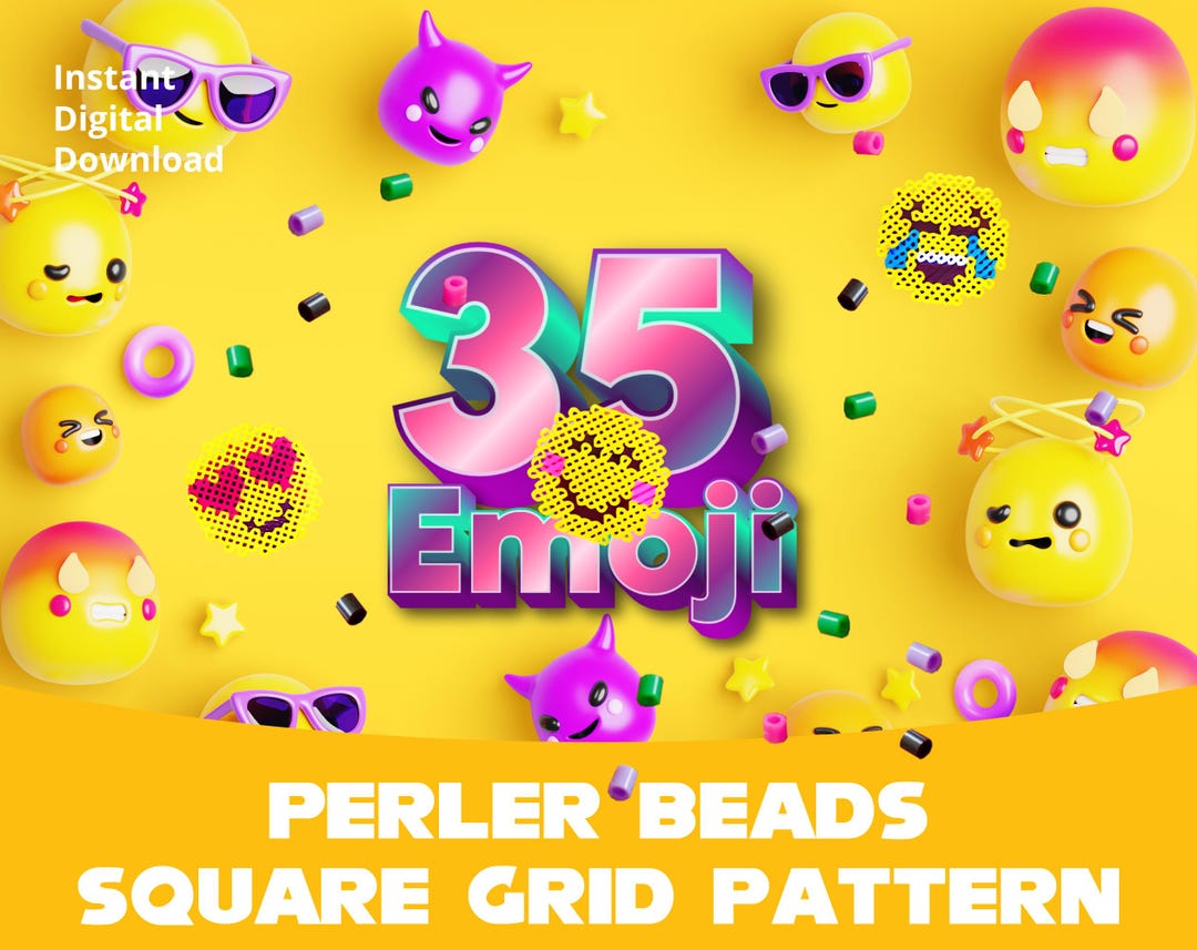Emoji Perler Bead Pattern Collection, Sample Perler Beads for Crafting ...