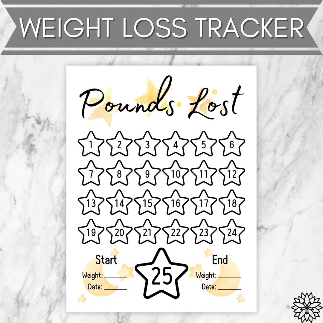 Printable Weight Loss Tracker US Letter & A4 Pounds Lost, Countdown ...