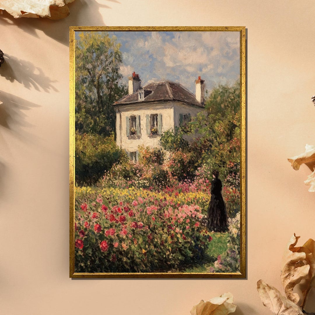 Monet French Garden Canvas, Impressionist Floral Landscape Print ...