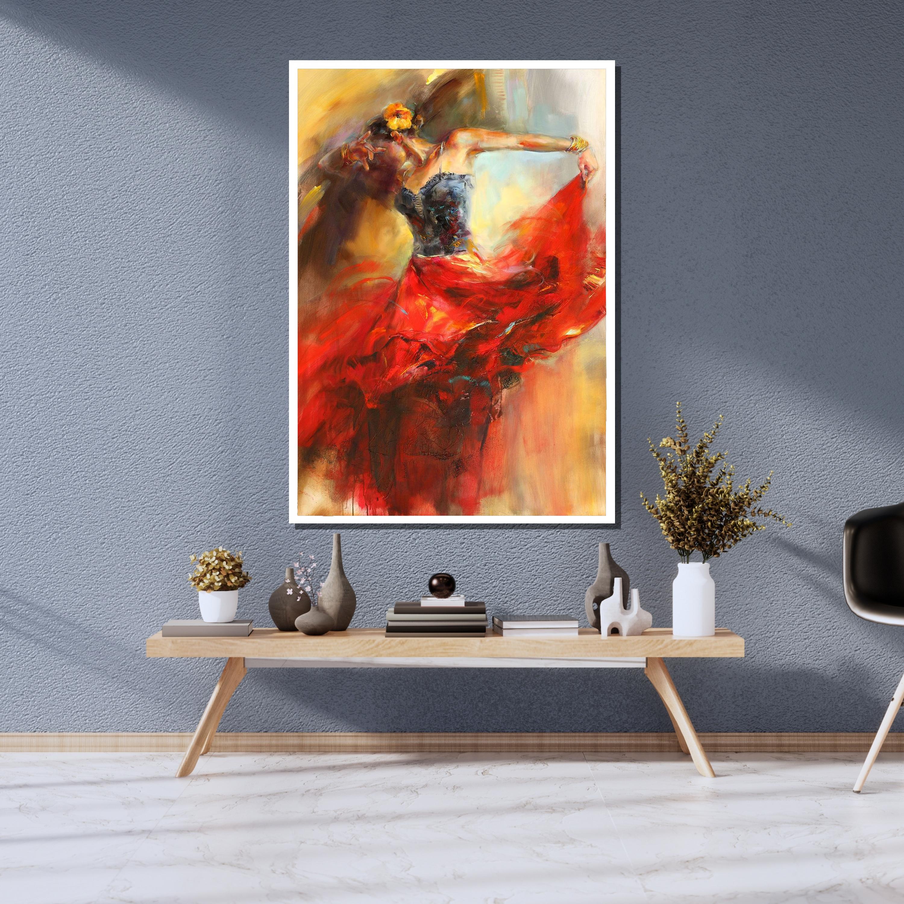 Fiery Flamenco Dancer Canvas, Passionate Spanish Dance Painting ...