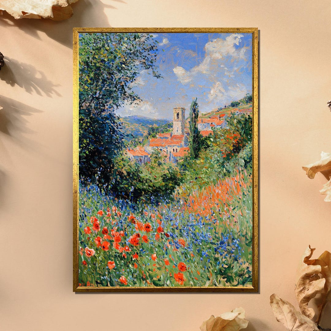 Monet French Village Canvas, Impressionist Countryside Painting ...