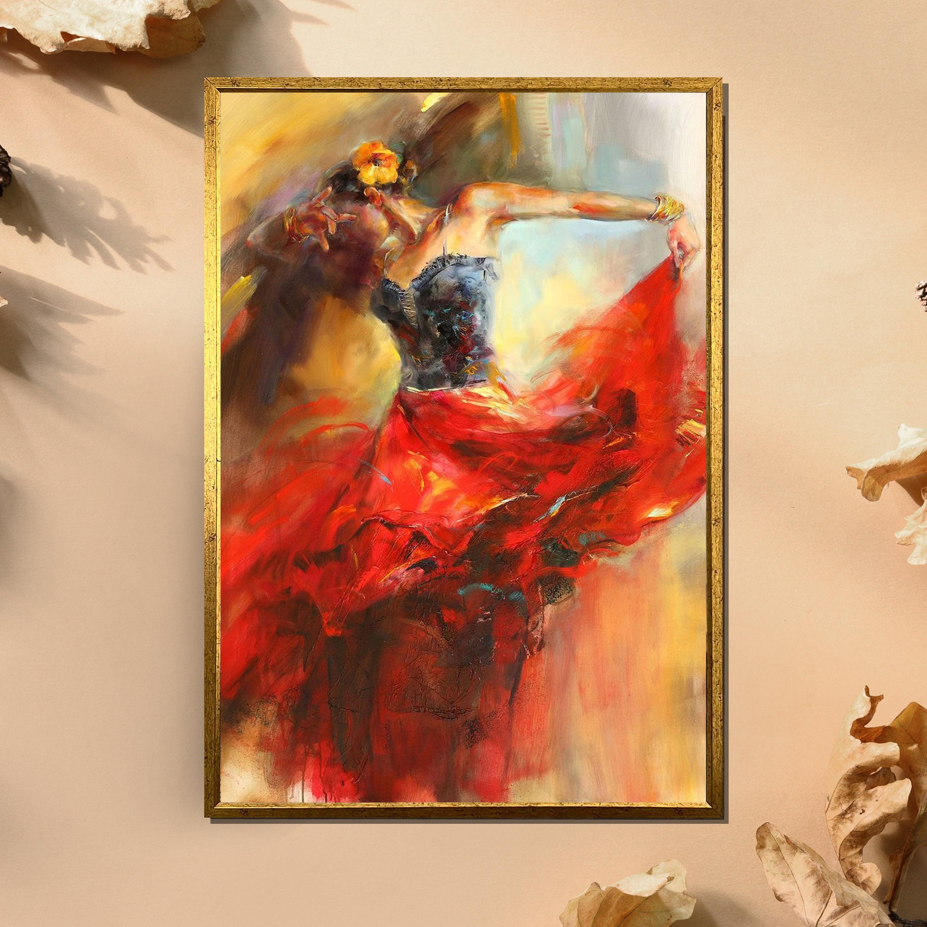 Fiery Flamenco Dancer Canvas, Passionate Spanish Dance Painting ...