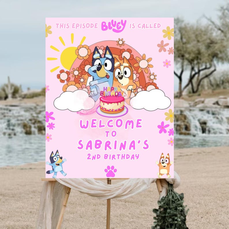 Bluey Welcome Sign Birthday, Bluey Birthday Party, Girl Birthday Invite ...