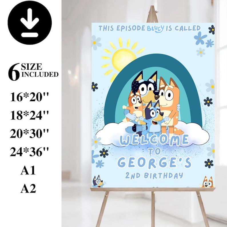Editable Bluey Birthday Welcome Sign Bluey Party Poster Decor Instant ...