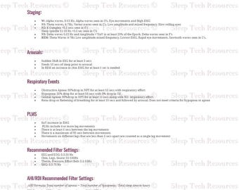 Sleep Technologist Quick Reference Sheet - Etsy