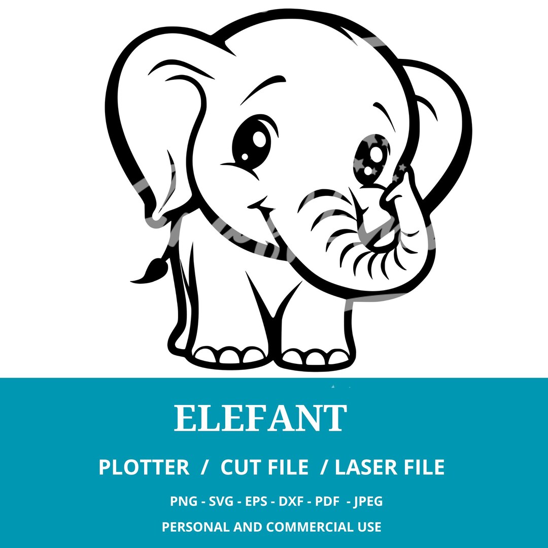 Cute Elephant SVG and PNG Cut File Cricut Plotter File Svg Dxf Png ...