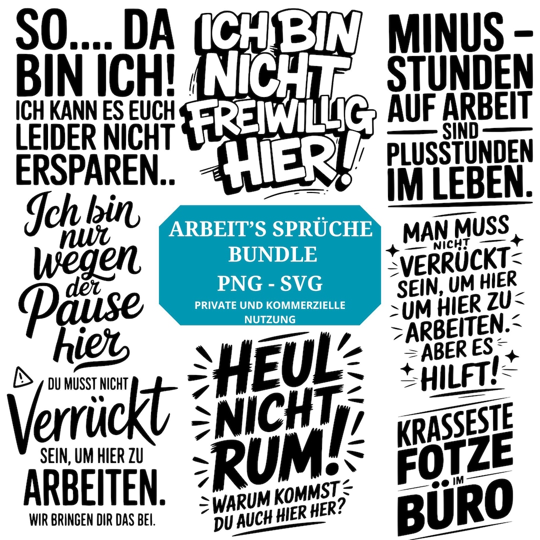 German Work Sayings SVG, Office Humor SVG, Plotter File, German Work ...