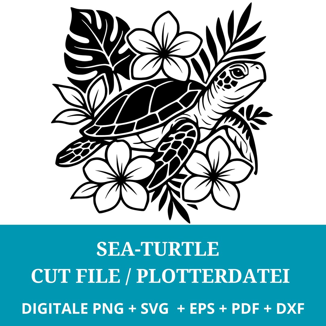 Sea Turtle SVG Vector Turtle Cut File Sea Turtle With Flower Ornament ...