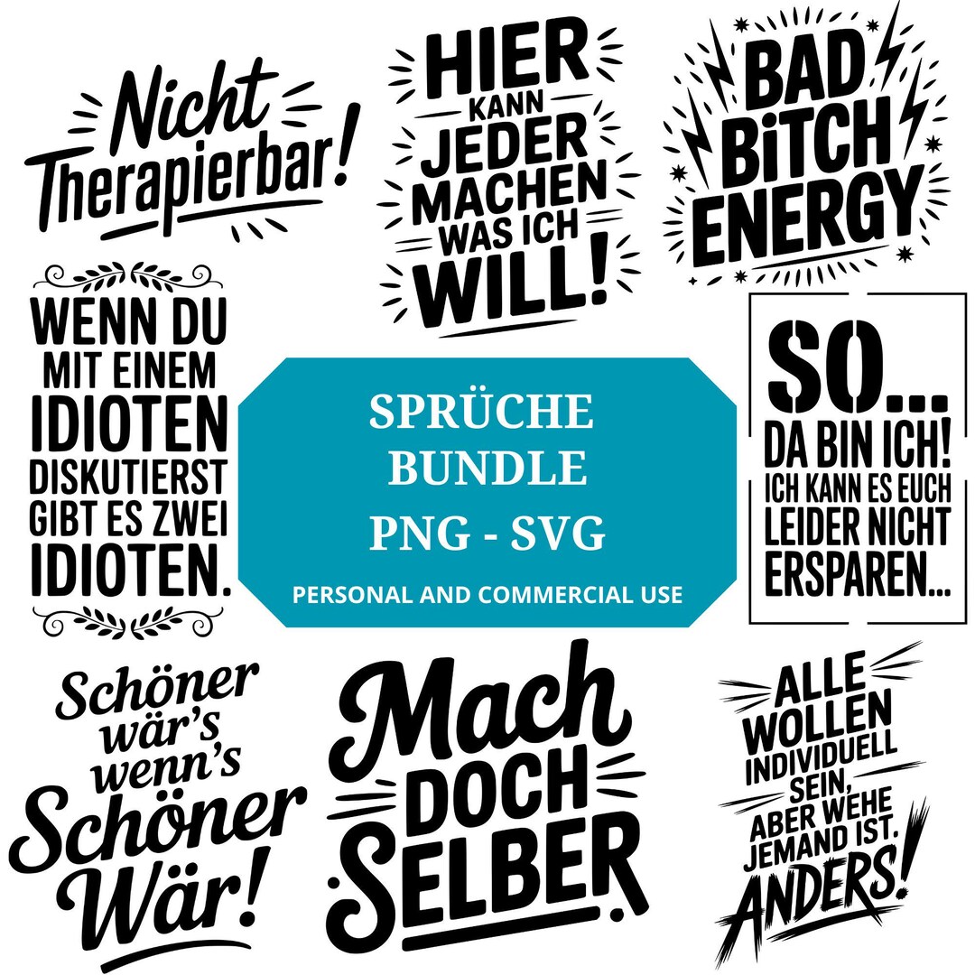 German statement Sprüche svg png Bundle spruch svg T-shirt svg Cricut ...