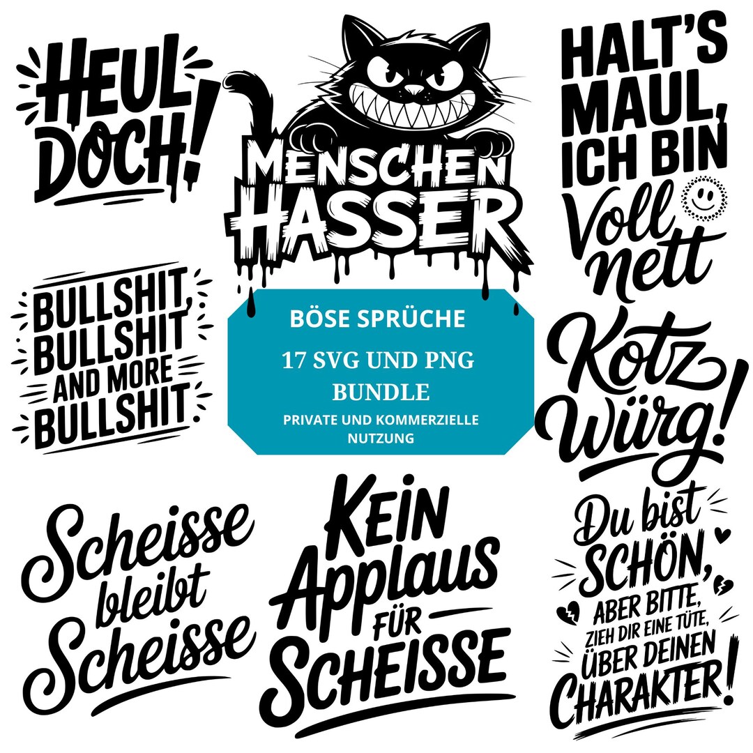 Deutsche Sprüche Böse Plotter Bundle svg, freche spüche Plotter svg ...