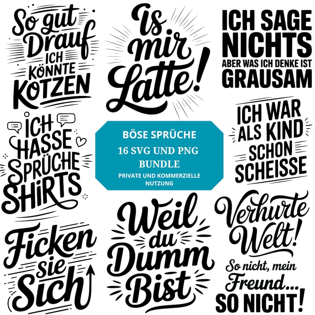 Deutsche Sprüche Böse Plotter Bundle Svg Spüche Plotter Svg Lustige ...