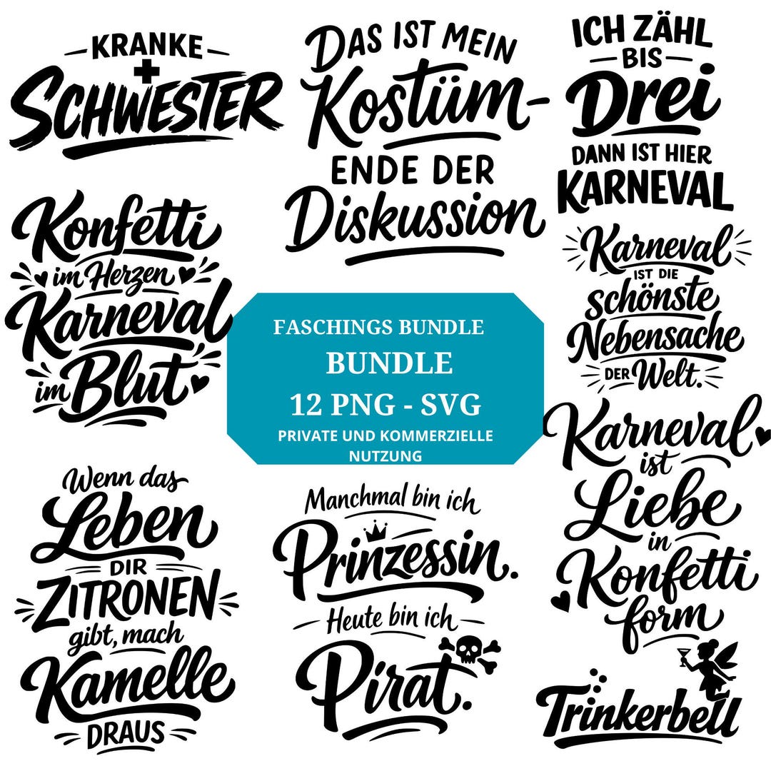 Deutsche Karneval SVG Fasching Bundle Plotterdatei T-shirt design ...