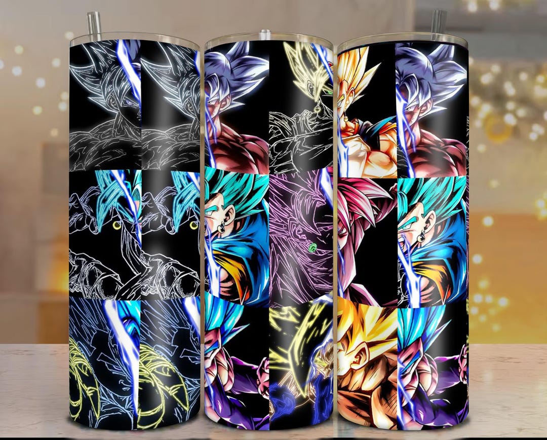Anime Tumbler Wrap PNG | Dragon Ball Super Goku & Vegeta Skinny Tumbler ...