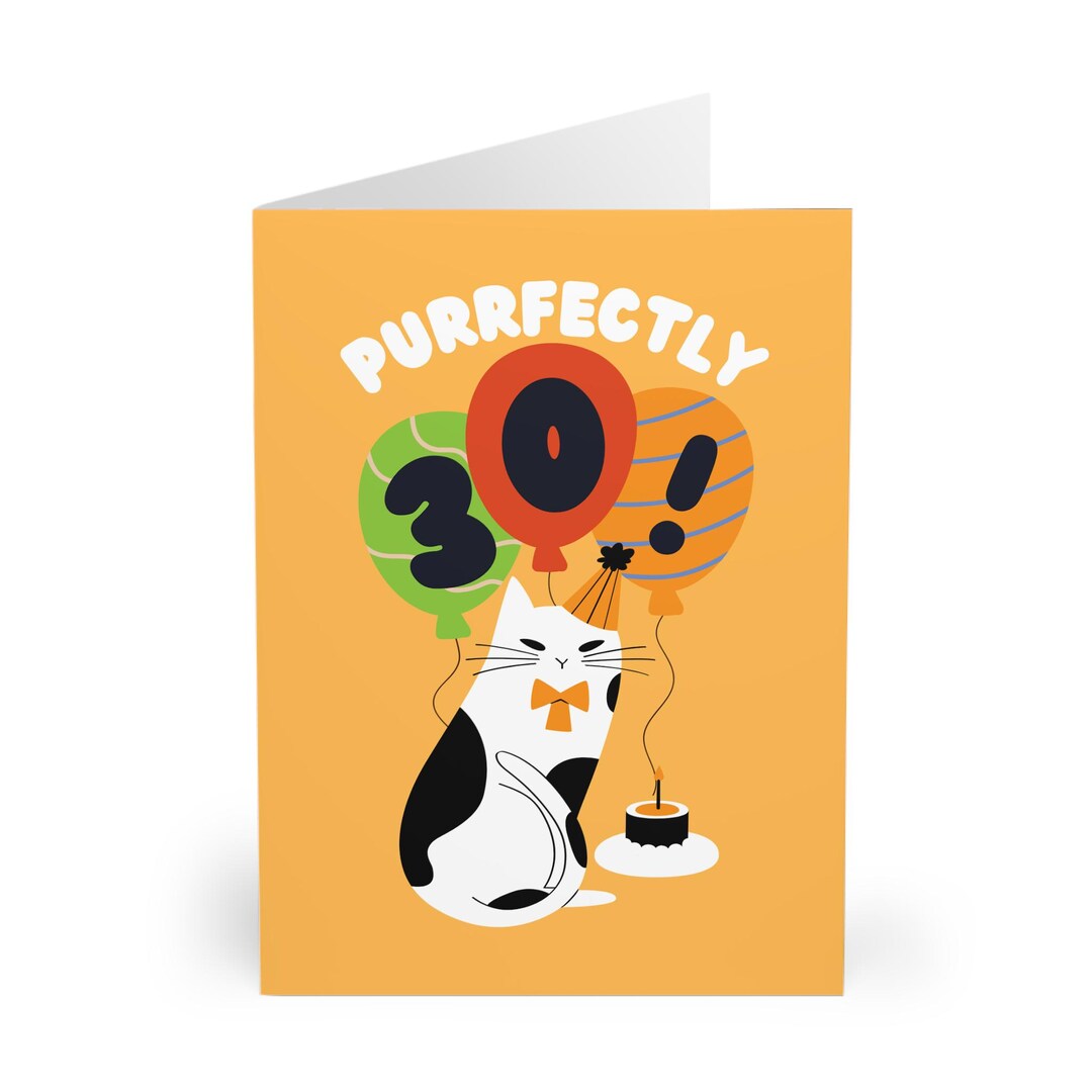 Funny 30th Birthday Card for Cat Lover: Purrfect Kitty Greeting - Etsy