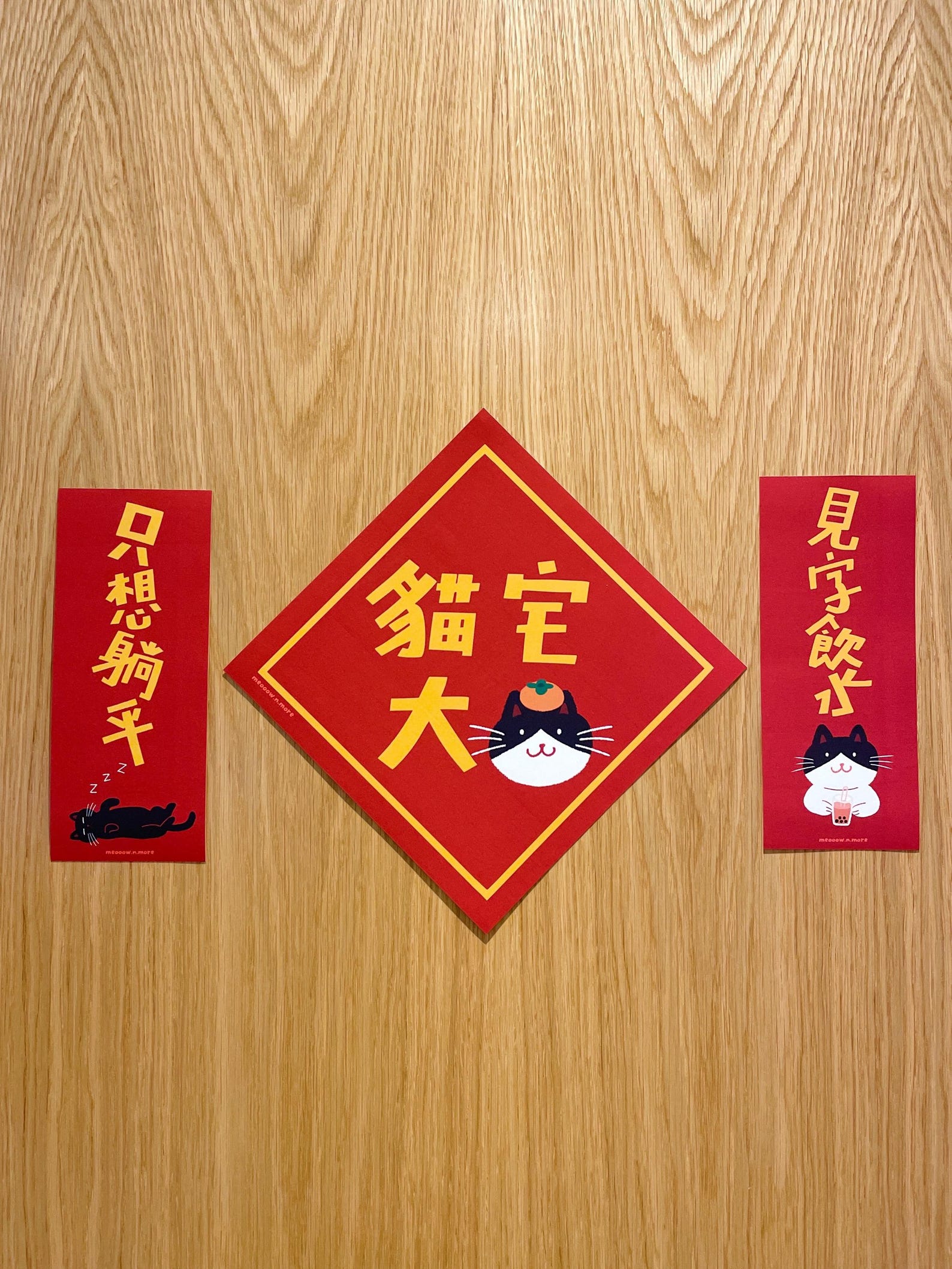 2026 Lunar New Year Decor Funny Cats Fu Fai Chun Square Chinese New ...