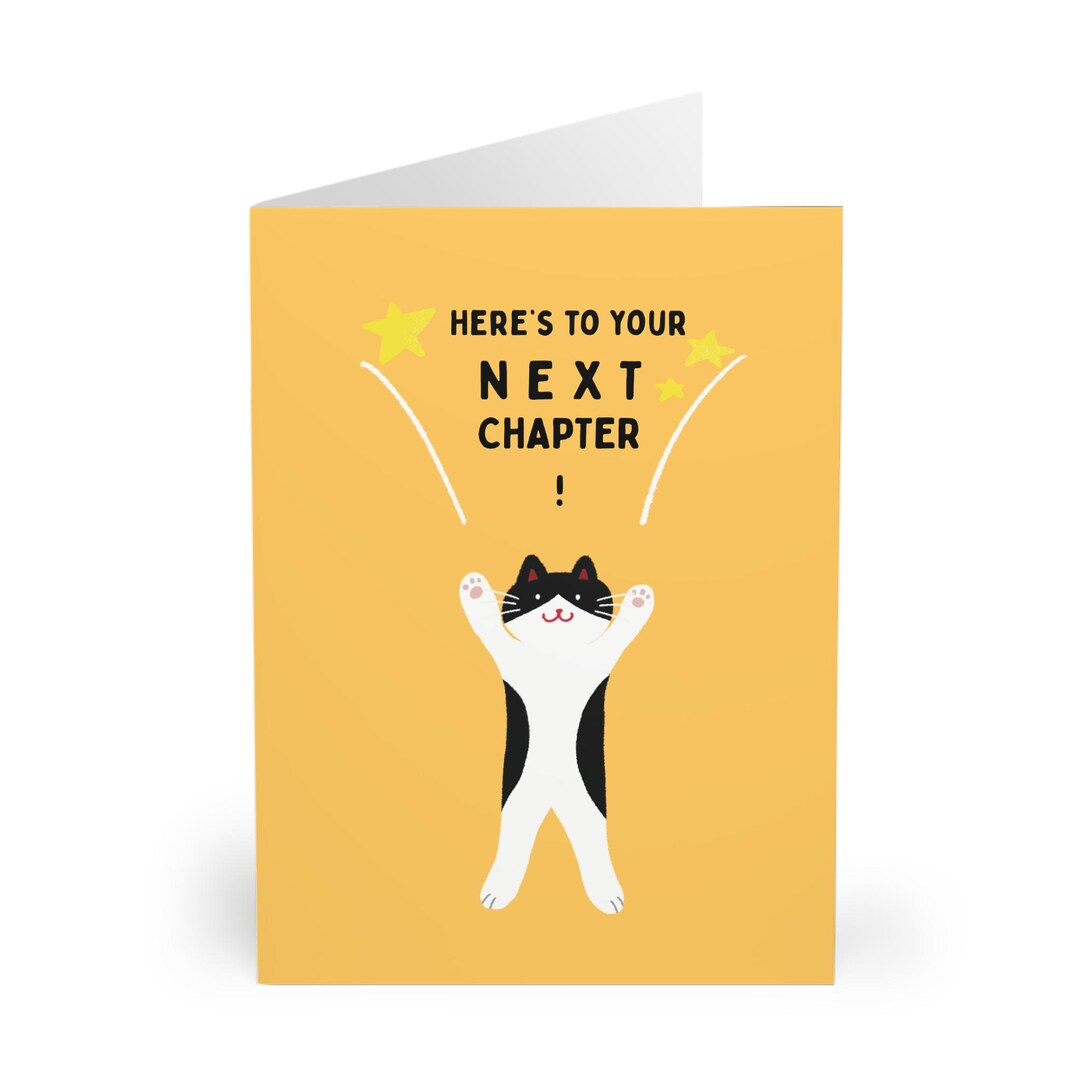 Here’s to Your Next Chapter – Cat Congratulations Card for Leaving Job ...