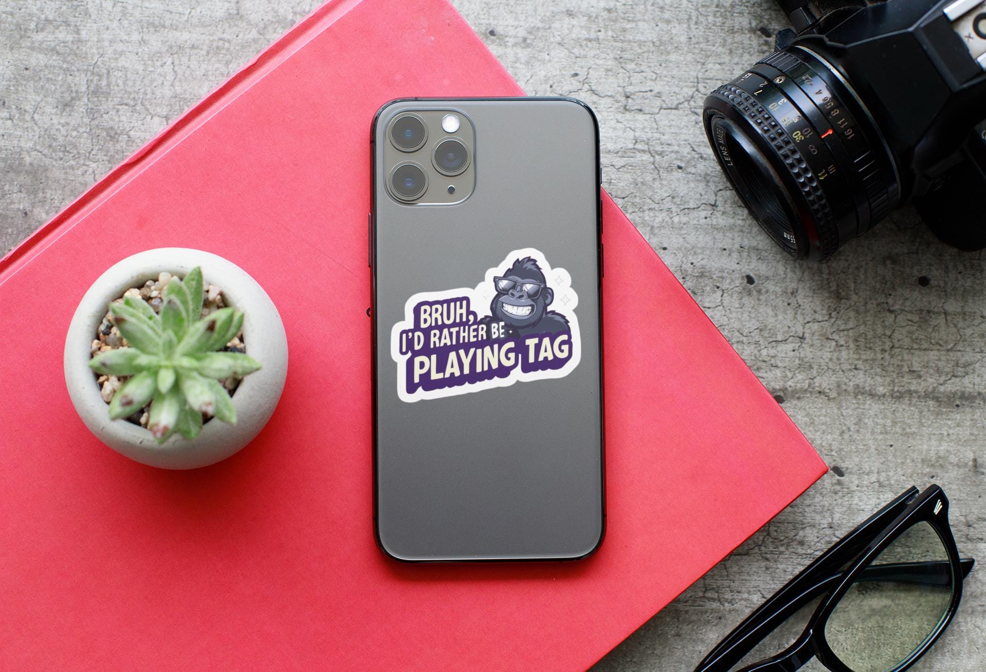 Gorilla Tag Sticker - "bruh, Id Rather Be Playing Tag" 2 Graphic ...