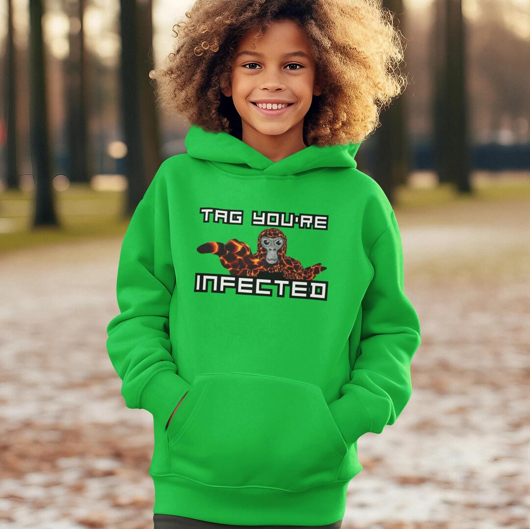 Gorilla Tag Hoodie- "tag You're Infected" Graphic Lava Monke Pullover ...