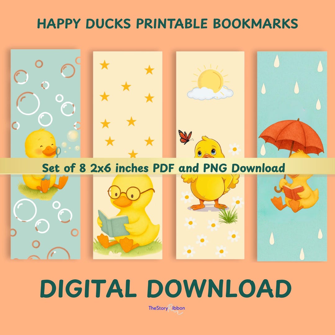 Duck Bookmarks for Kids Pastel Colors Set of 8 Printable Reading ...