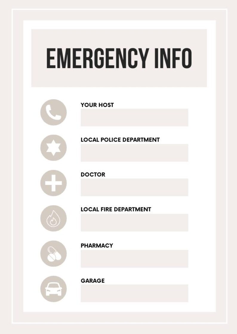 Airbnb, Bed&breakfast, Host Printable Signs - Etsy