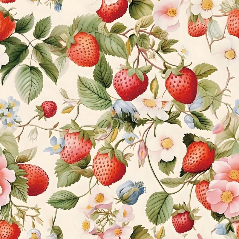Strawberry Fabric - Etsy