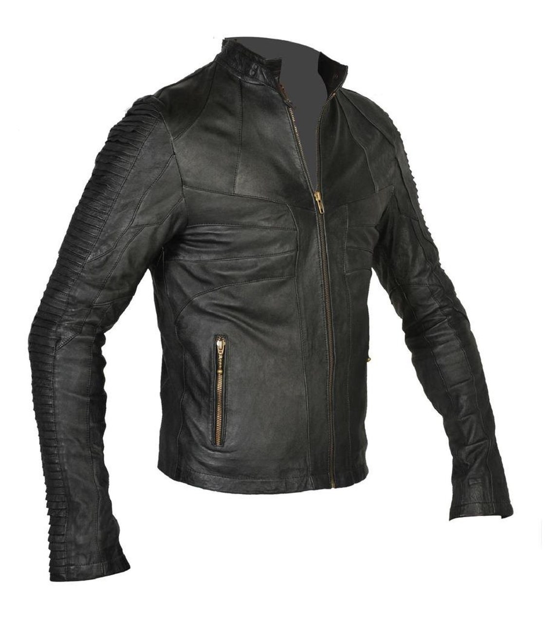 RIBBED Mens Leather Jacket Black Motorcycle Jacket - Etsy