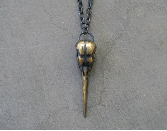 EGYPTIAN HOOPOE SKULL Solid Brass Skull Pendant Necklace | Etsy