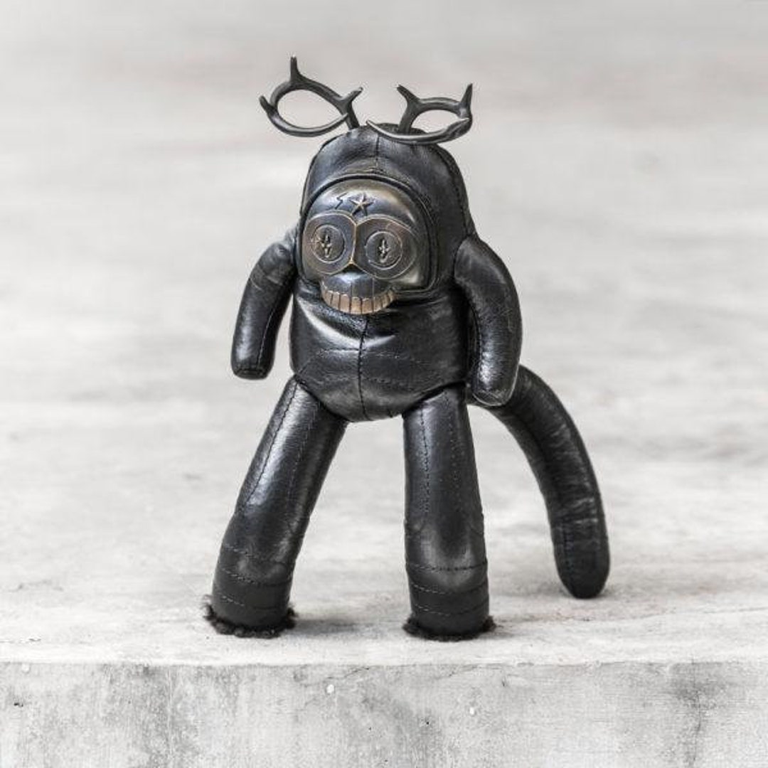 SKULLY BABE Hilmer Rice Baby Toy Art Black Leather - Etsy