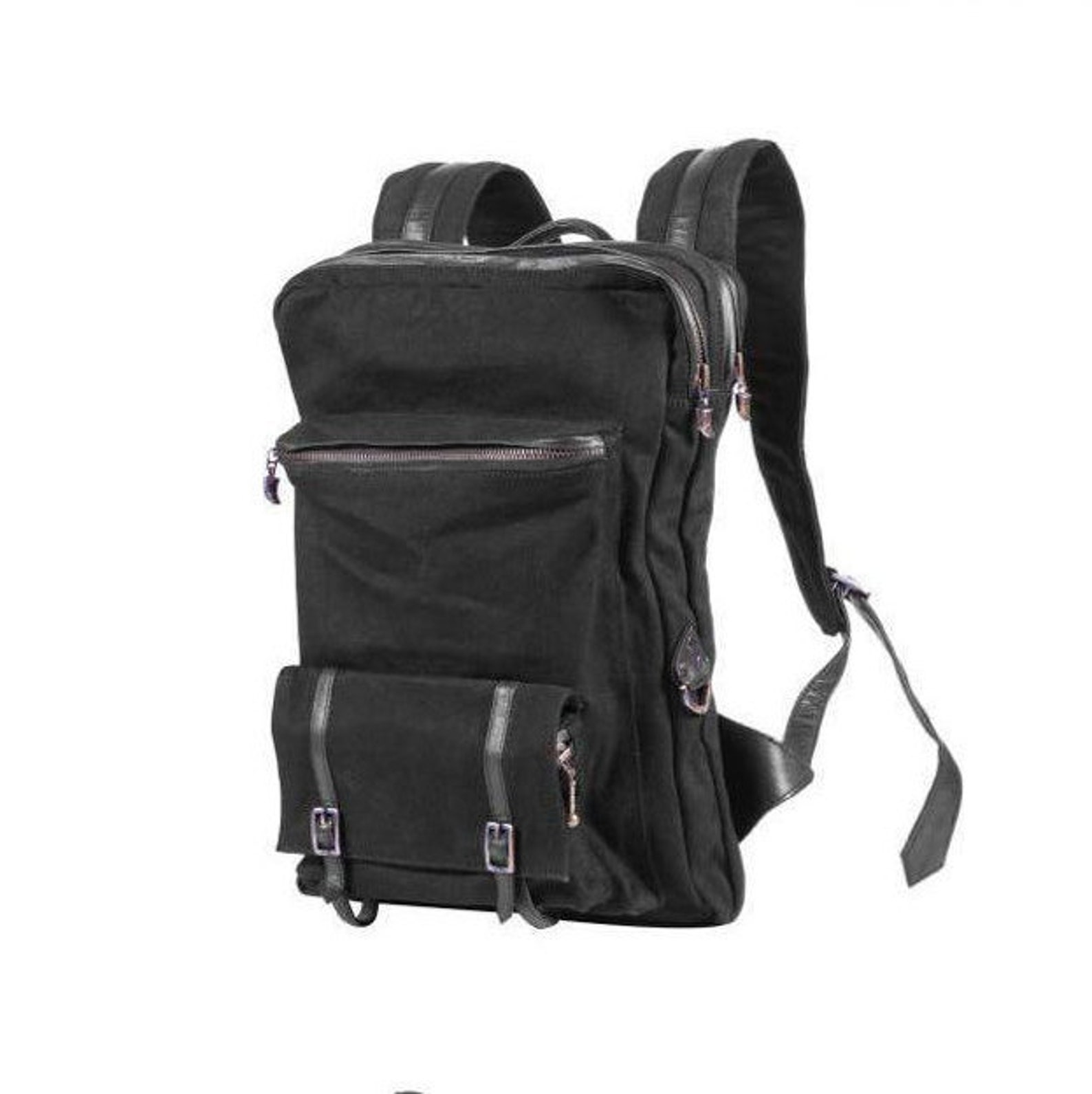 TRIPLE CLAW BACKPACK - Black Denim Leather Laptop Bag - Adventure ...
