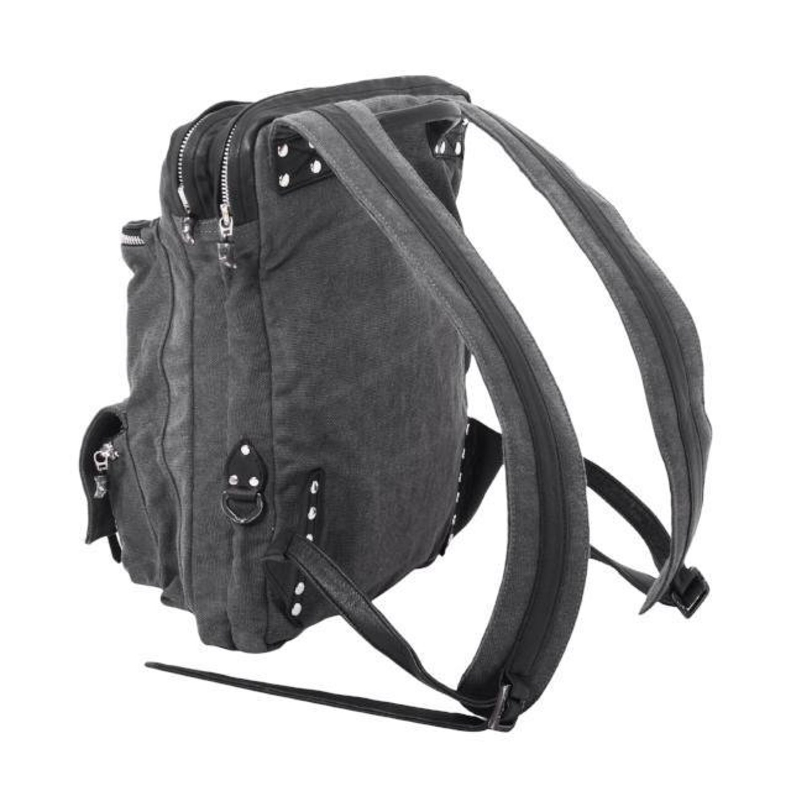 TRIPLE CLAW BACKPACK Black Denim Leather Laptop Bag Adventure Backpack ...