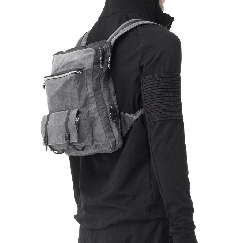 TRIPLE CLAW BACKPACK - Black Denim Leather Laptop Bag - Adventure ...