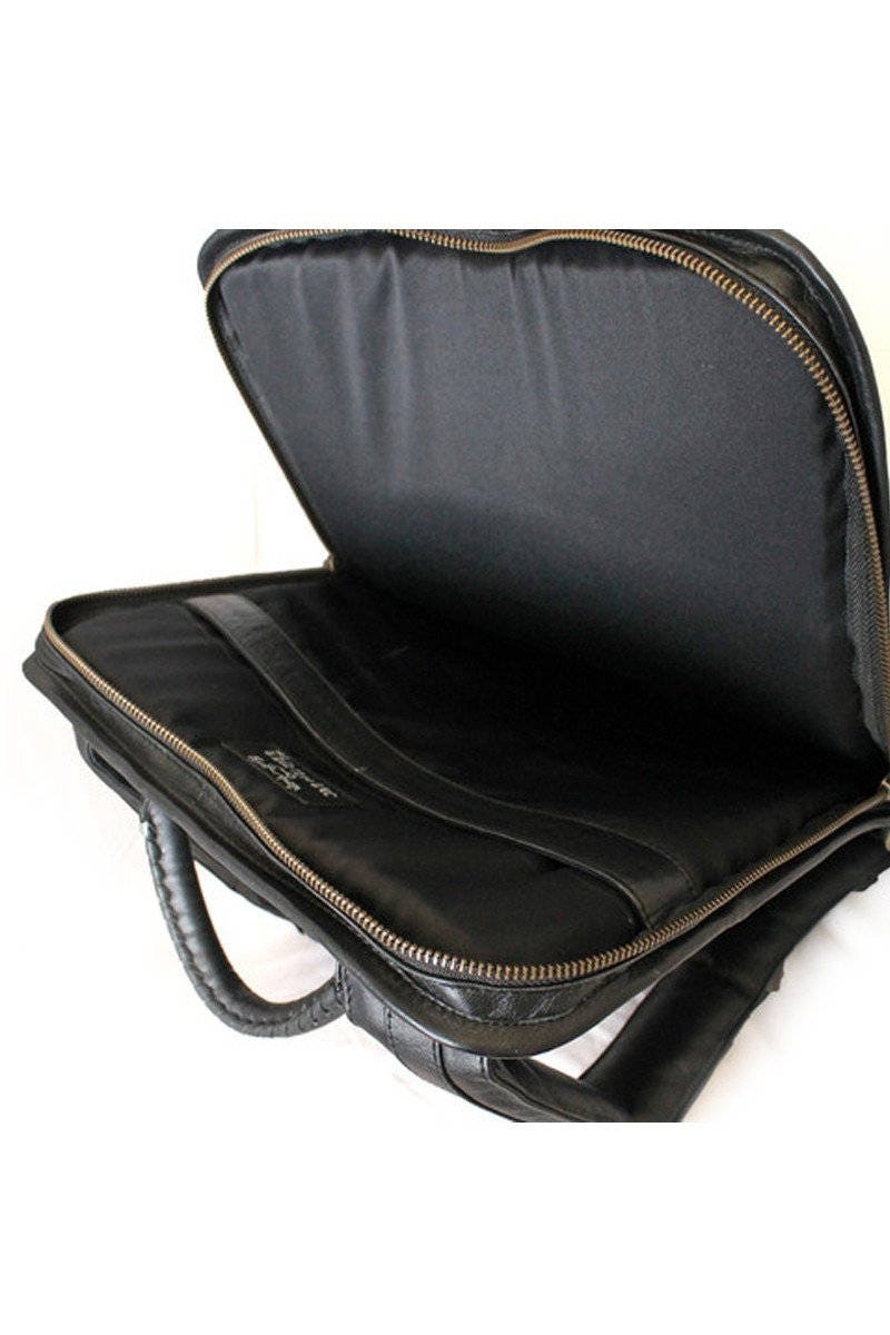 HILMER LAPTOP BACKPACK Black Leather Computer Sleeve Backpack for up to ...